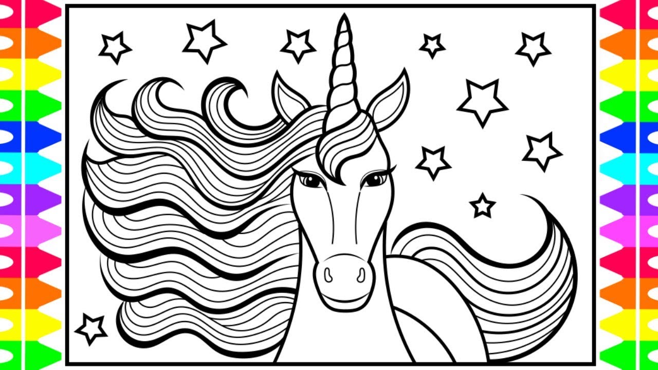 How to Draw a Unicorn for Kids 🦄💜💛💖💚 Unicorn Drawing | Unicorn Coloring Pages for Kids