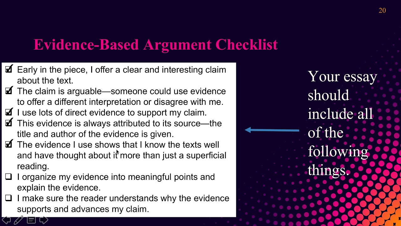 Part 7 Evidence Based Argument Checklist
