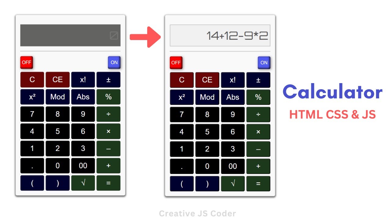 How to make a Calculator using HTML CSS and JavaScript.  |  Beginner JavaScript Project.