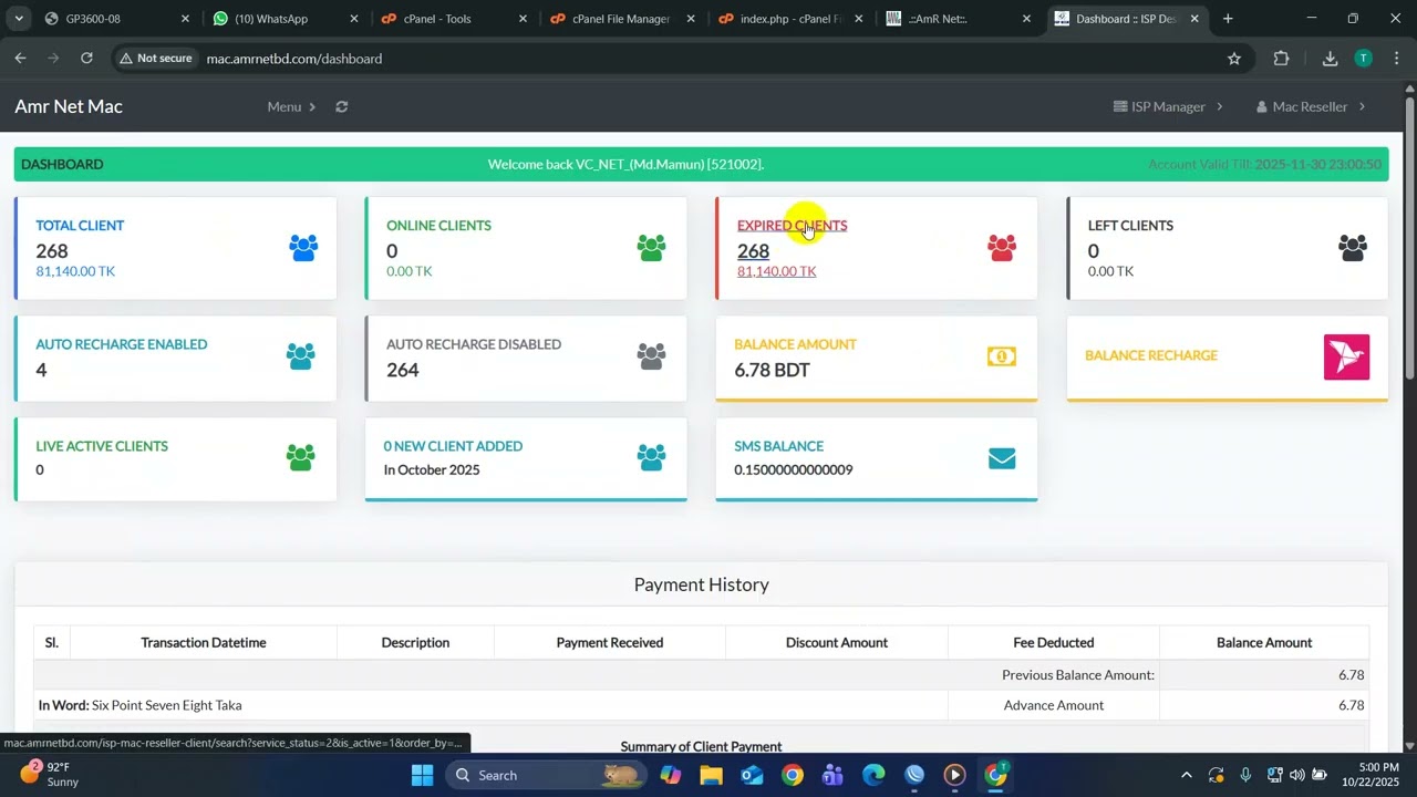 isp digital user panel working system