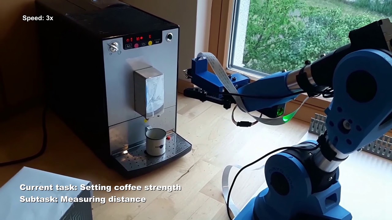 Niryo One operating a coffee machine inside a TAF (no hard coded locations)