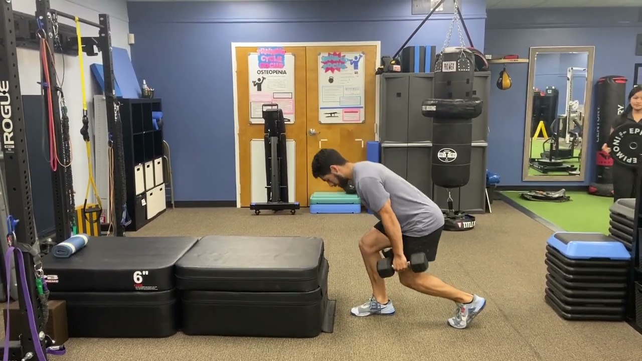Explosive split stance hang clean with step-up