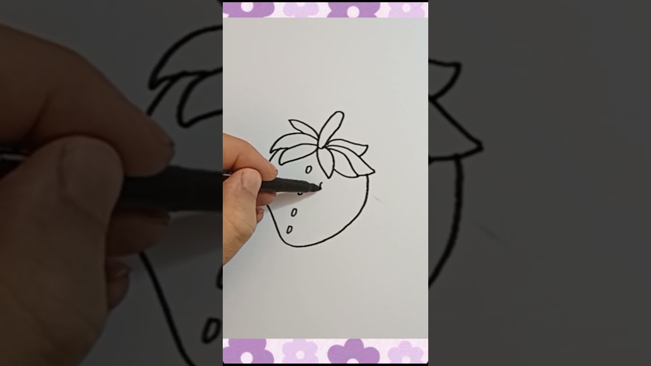 How to draw 🍓 Strawberry #easy #drawing #tutorial #forkids #fruits #preschool #kindergarten #cute