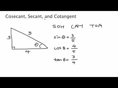 Trigonometric Functions - Cosecant, Secant, and Cotangent
