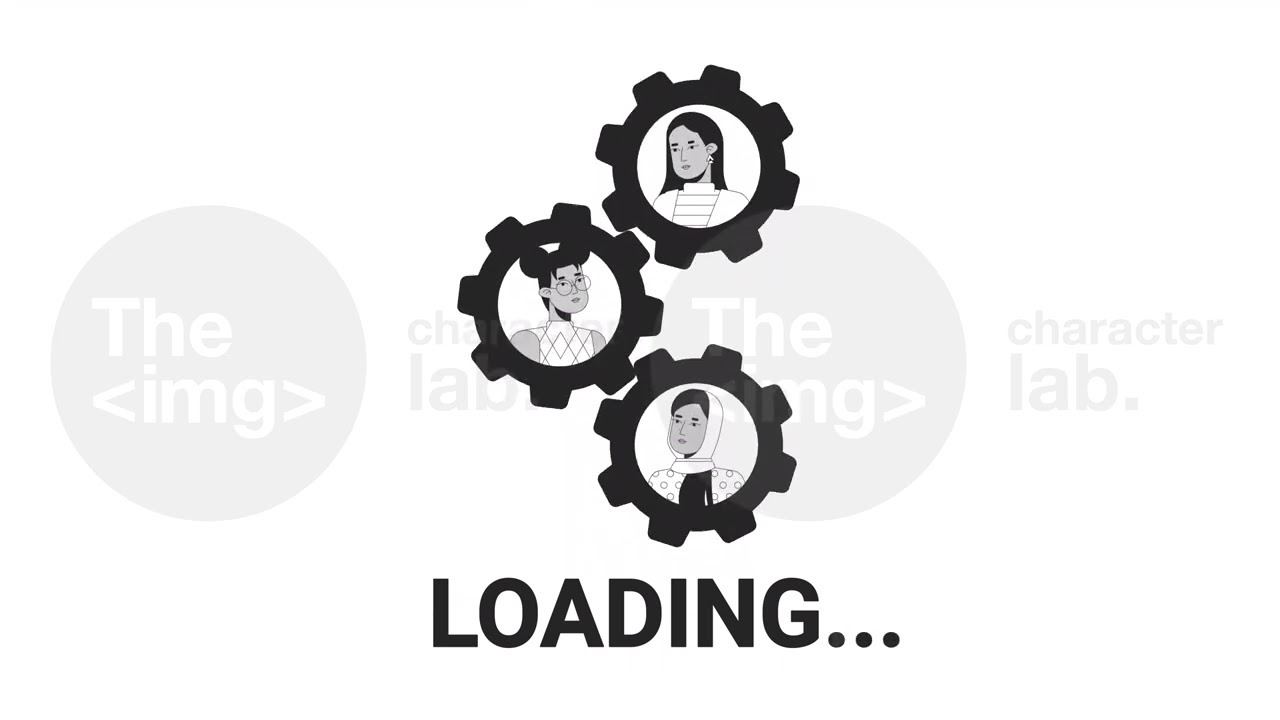 Teamwork gears bw loading animation