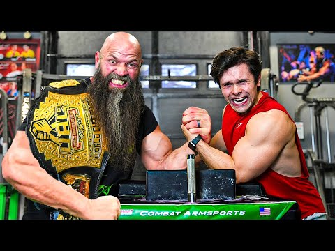 This YouTuber Crushed by a Pro Arm Wrestler's 'Brutal' Workout