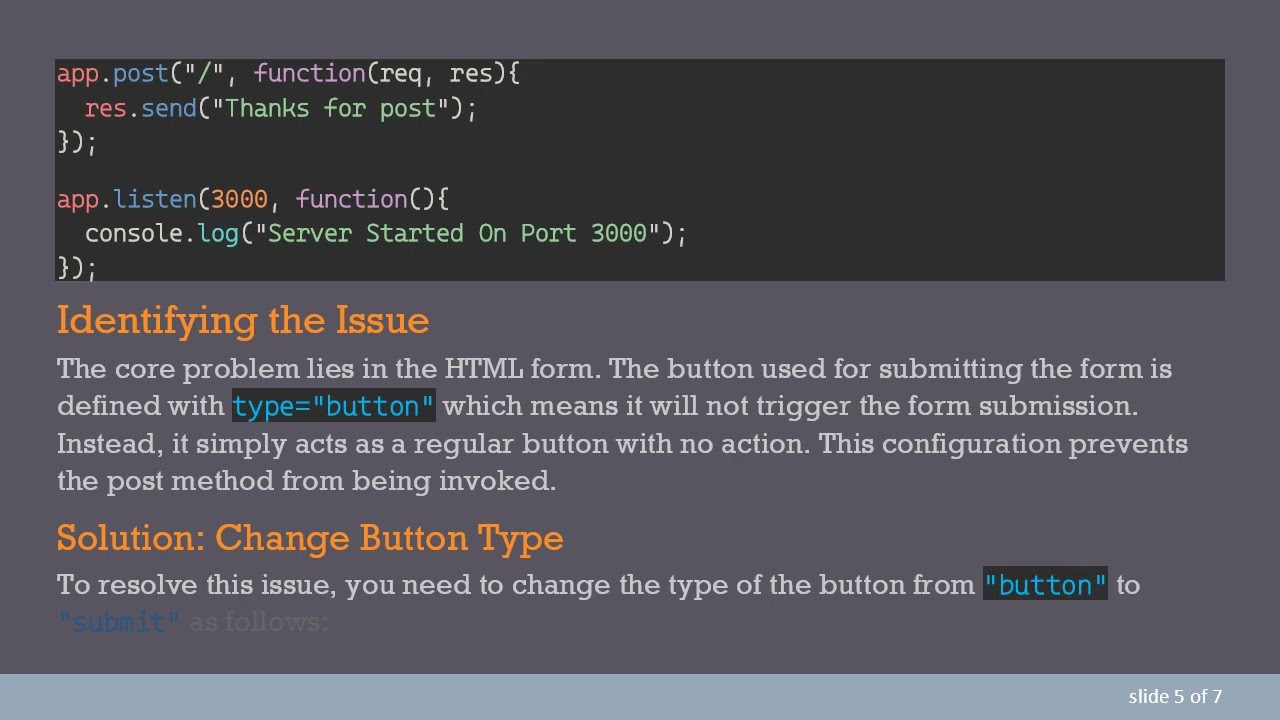 Fixing the Post Method Not Working Issue in Node.js with Express