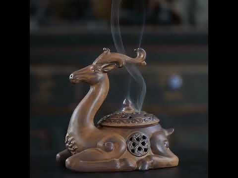 Coarse Pottery Deer Cone Incense Burner