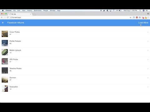 Facebook API JavaScript SDK get all Albums and Photos Demo