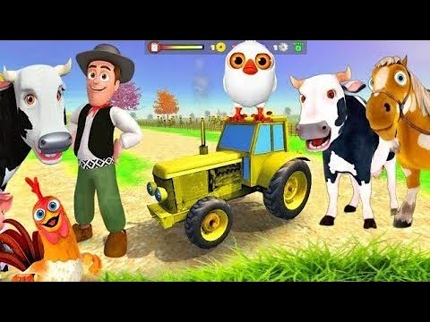 El Pollito Pío 3D |  Toro, Dino y Tractor juegan en la granja de Zenon |  Parte-A