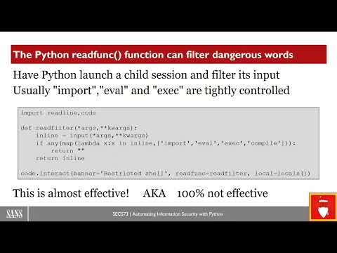 Mark Baggett, Escaping Python Shells