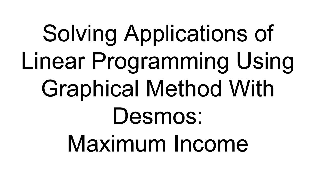 Solving Applications of Linear Programming Using the Graphical Method with Desmos (Max Income)