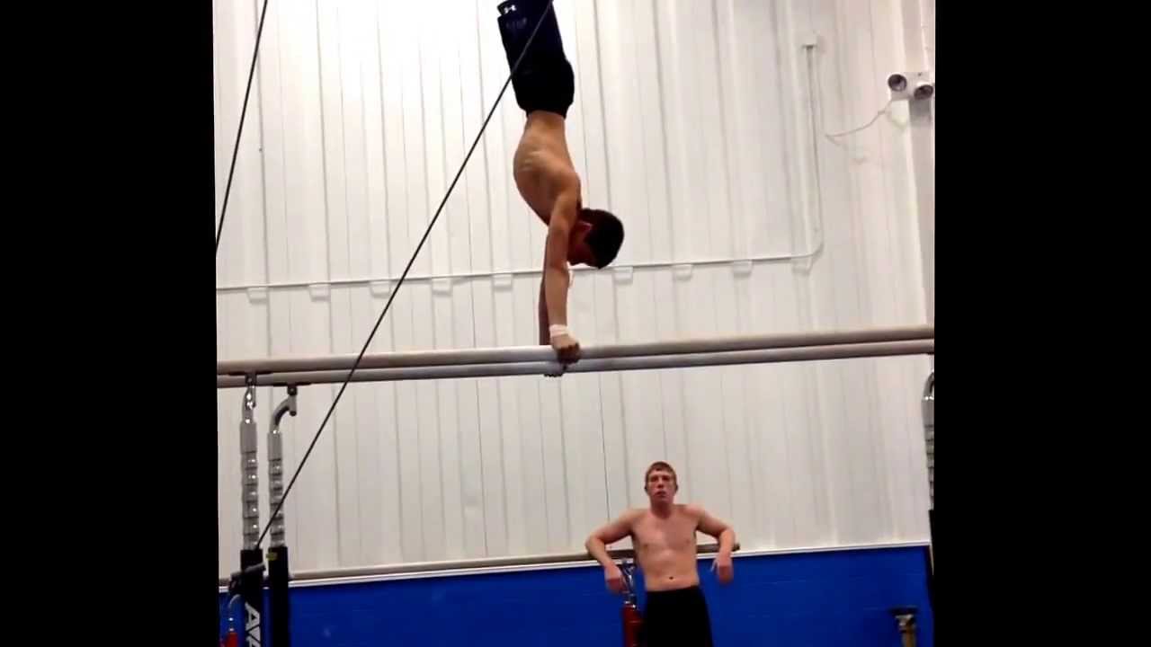 First try at double back off Parallel Bars