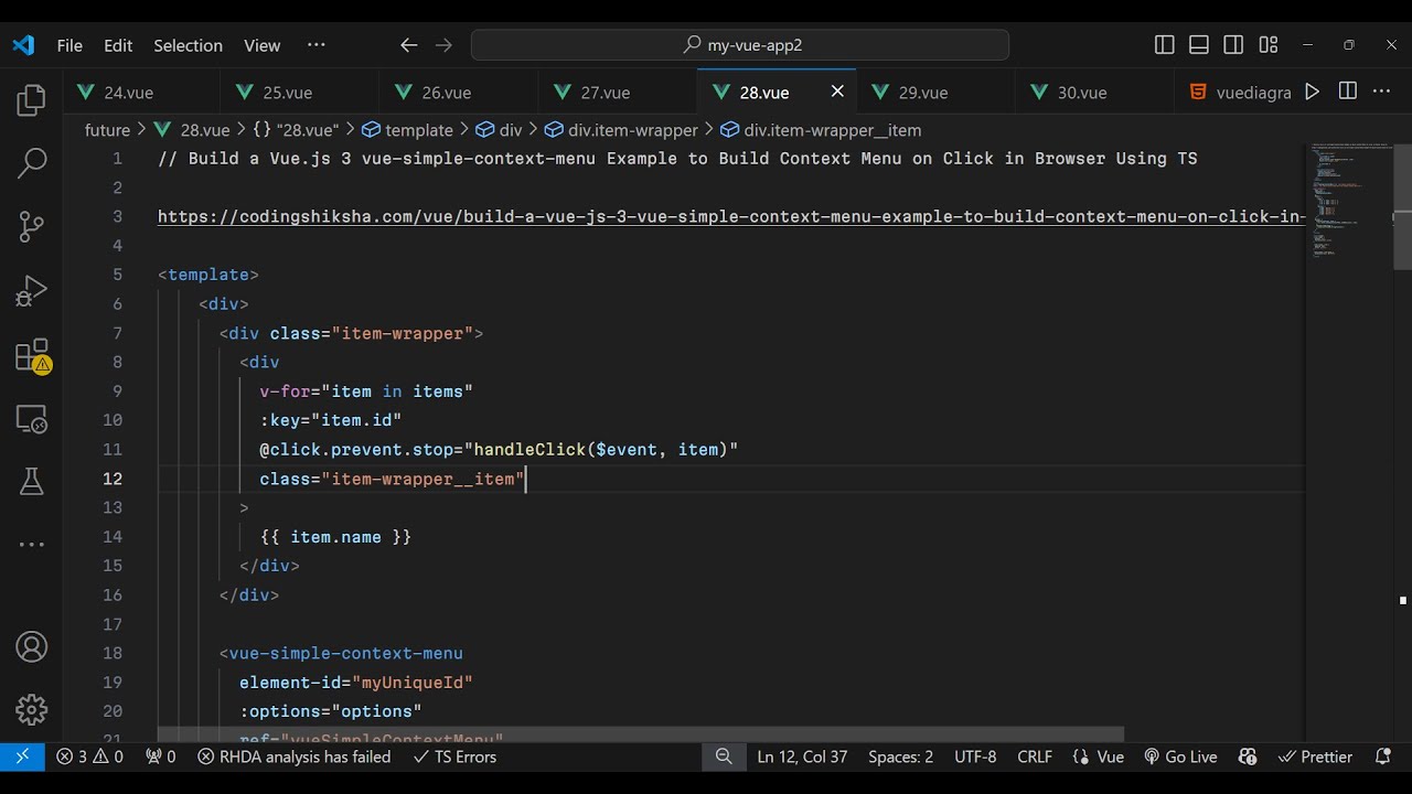 Build a Vue.js 3 vue-simple-context-menu Example to Build Context Menu on Click in Browser Using TS