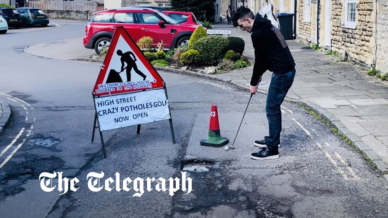 Teenager Ben Thornbury turns pothole-ridden Wiltshire road into crazy ...