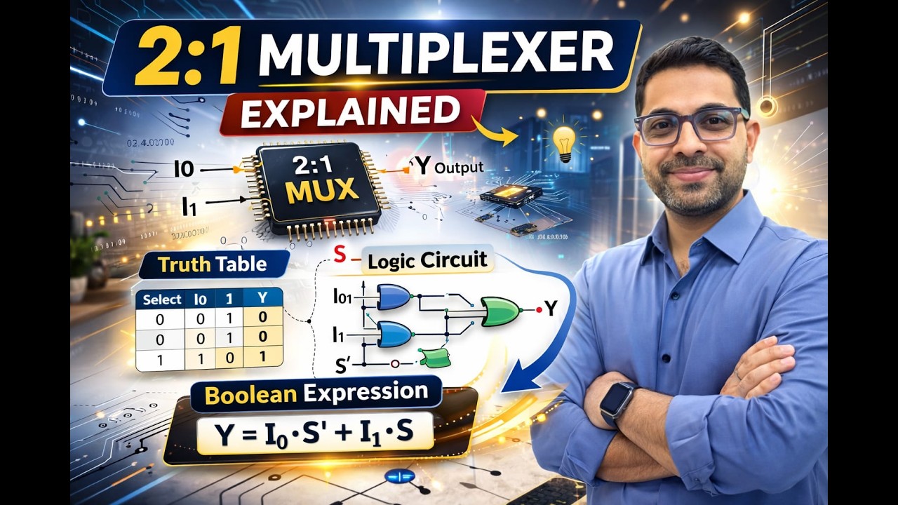 2:1 Multiplexer (MUX) Explained | Truth Table, Logic Circuit & Boolean Expression