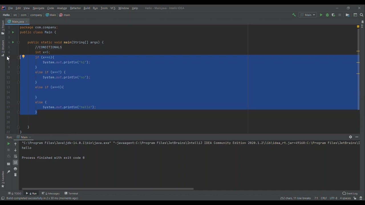 Intro to Java 10: Conditionals