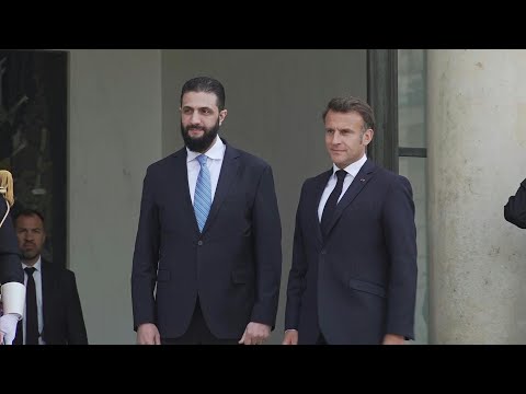 Emmanuel Macron welcomes Syrian President Ahmed al-Sharaa to Elysee Palace | AFP