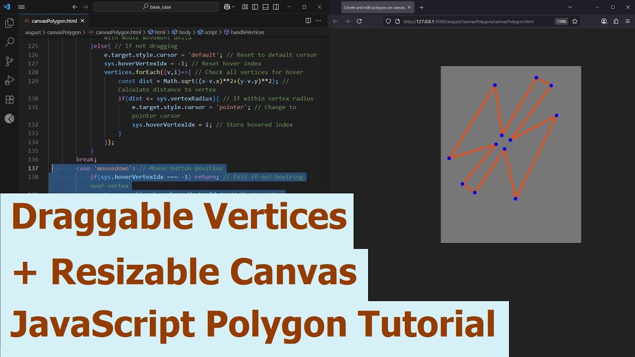 Draggable Vertices + Resizable Canvas - JavaScript Polygon Tutorial