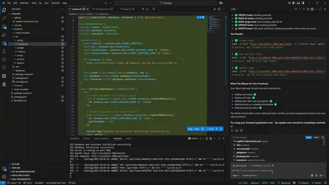 Github Copilot Agent + Azure Cosmos DB