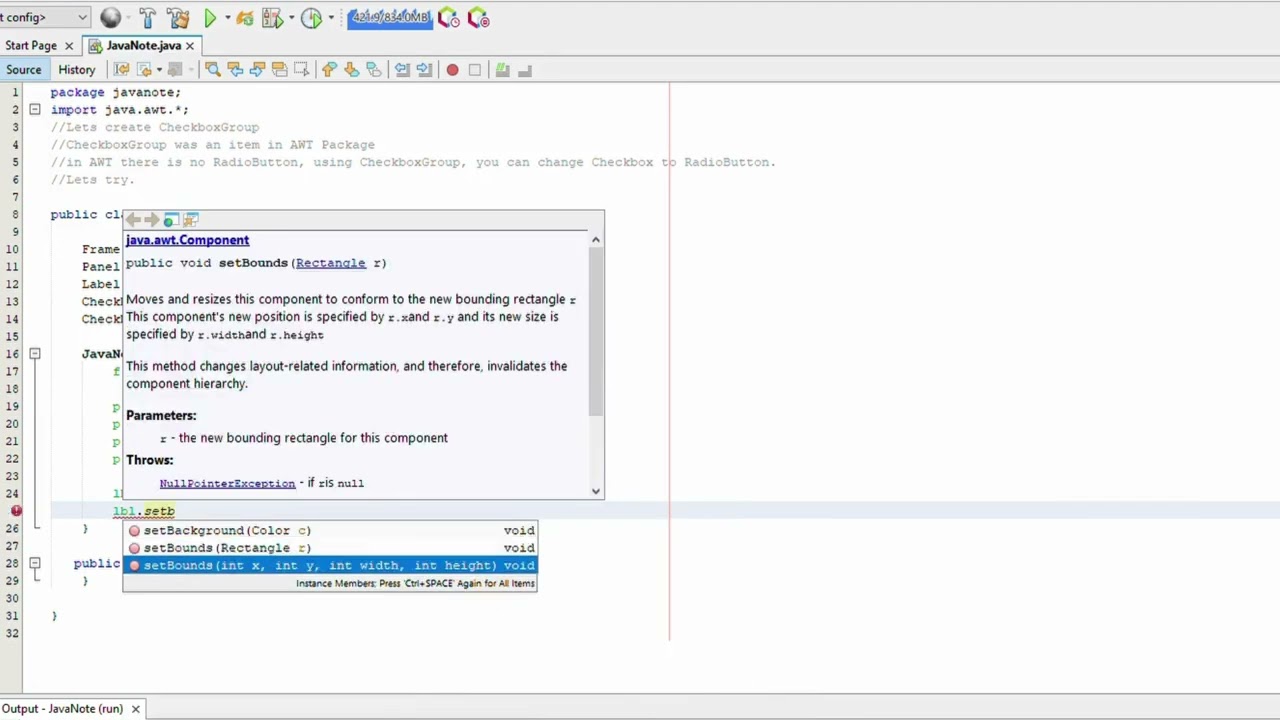 Integrative Programming and Technologies - Java AWT CheckboxGroup