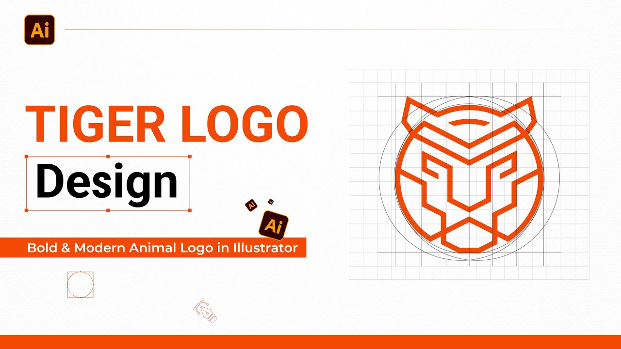 How To Design a Modern Minimalist Tiger Logo from Sketch to Vector in Adobe Illustrator | Linear