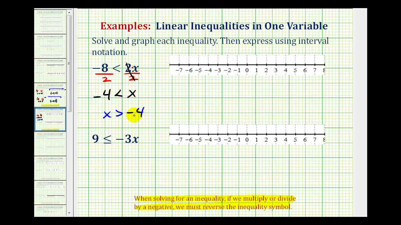Ex:  Solve One Step Linear Inequality by Dividing (Variable Right)