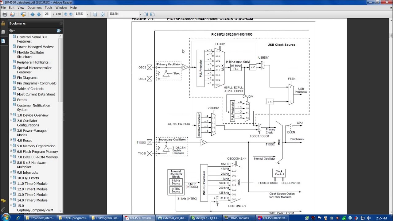 PIC 18F4550 Internal vs  External clock, and delays h Delay Functions