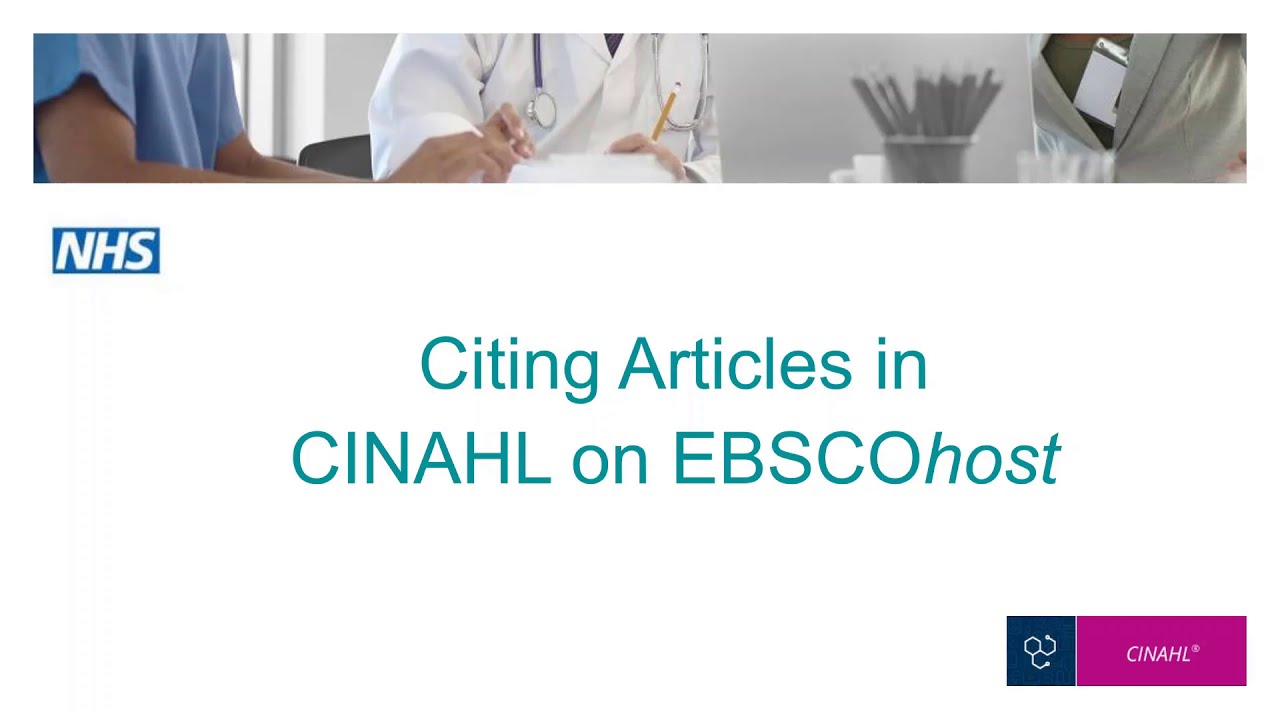 Citing Articles in CINAHL on (Classic) EBSCOhost