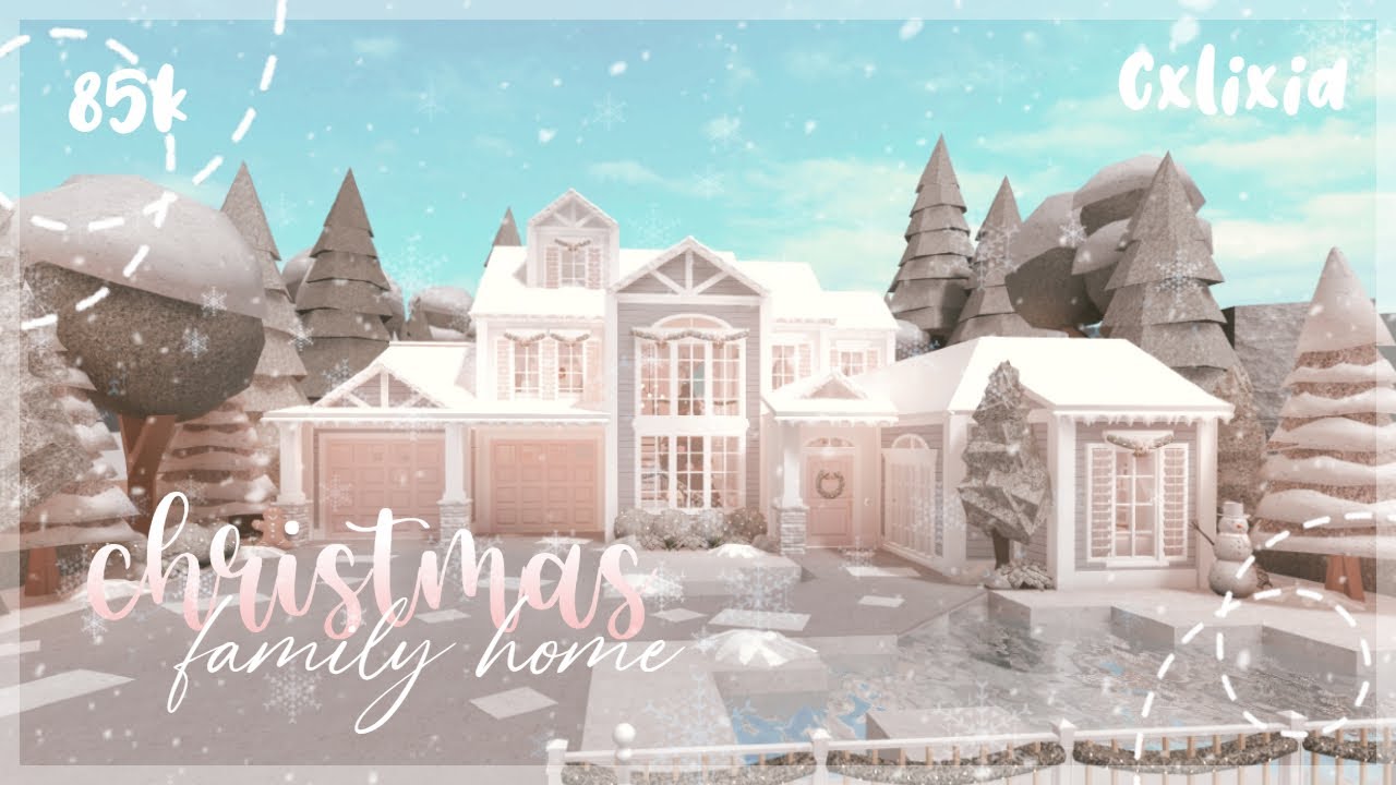 Bloxburg | Blush Christmas 🎀 Winter Roleplay Mansion Exterior | House Build | 85k