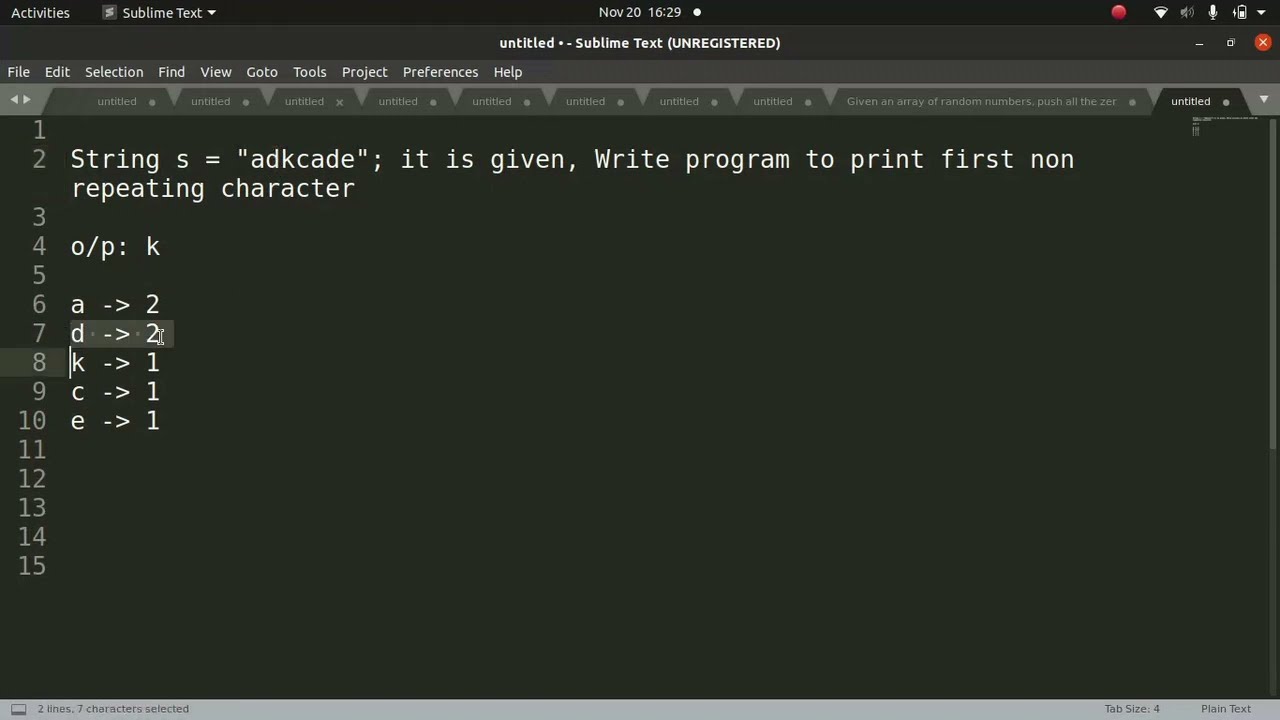 Java Program for printing First Non Repeating character in a given string