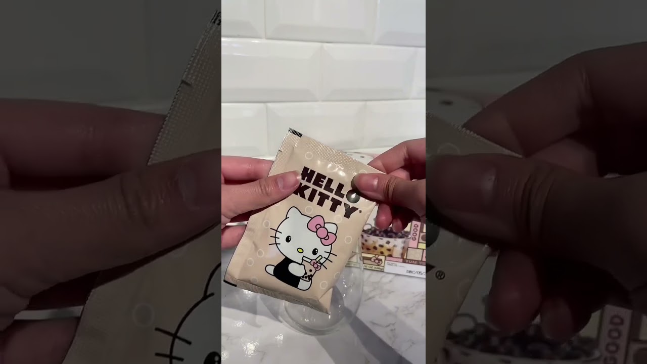 Hello Kitty boba packaging! I’m screaming!! #hellokitty #foodie #boba #diy #socute #bobabrownsugar