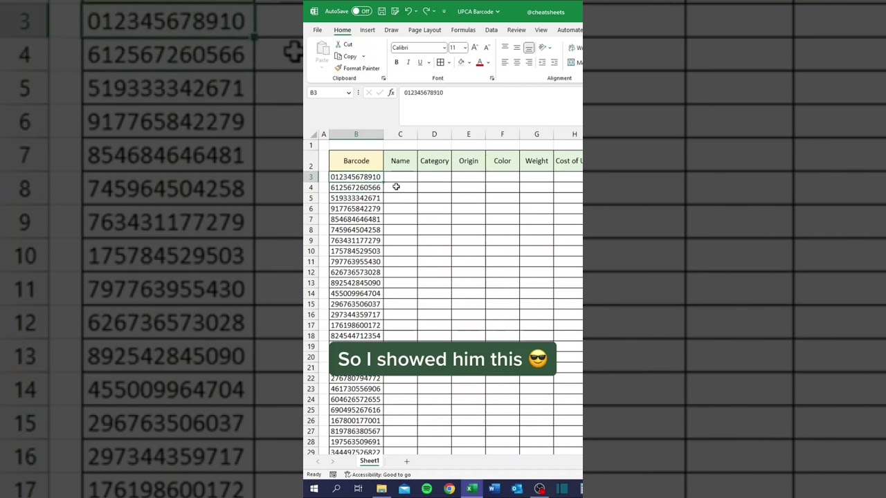 How to make UPC-A barcodes in less than 20 seconds! #excel #exceltips #tutorial