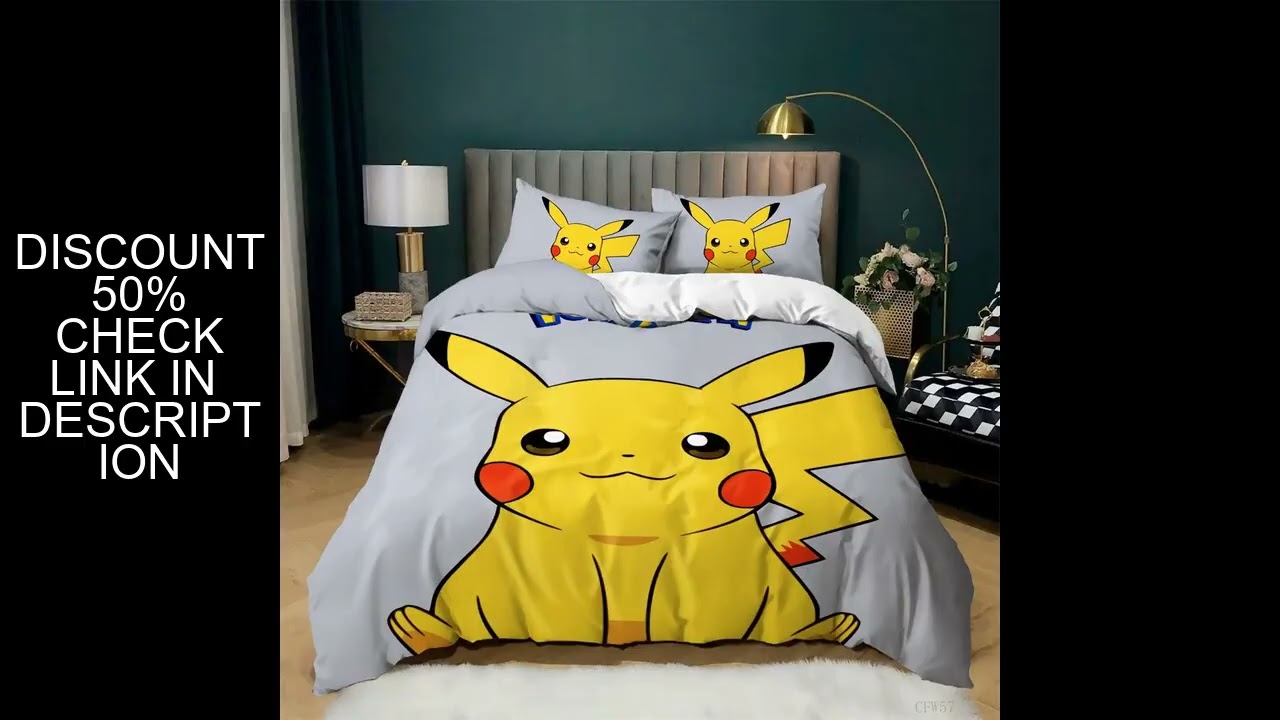 Pikachu Duvet Cover 3D Printed Pokémon Bedding Set Anime Quilt Duvet Pillowcase for Children and Gir