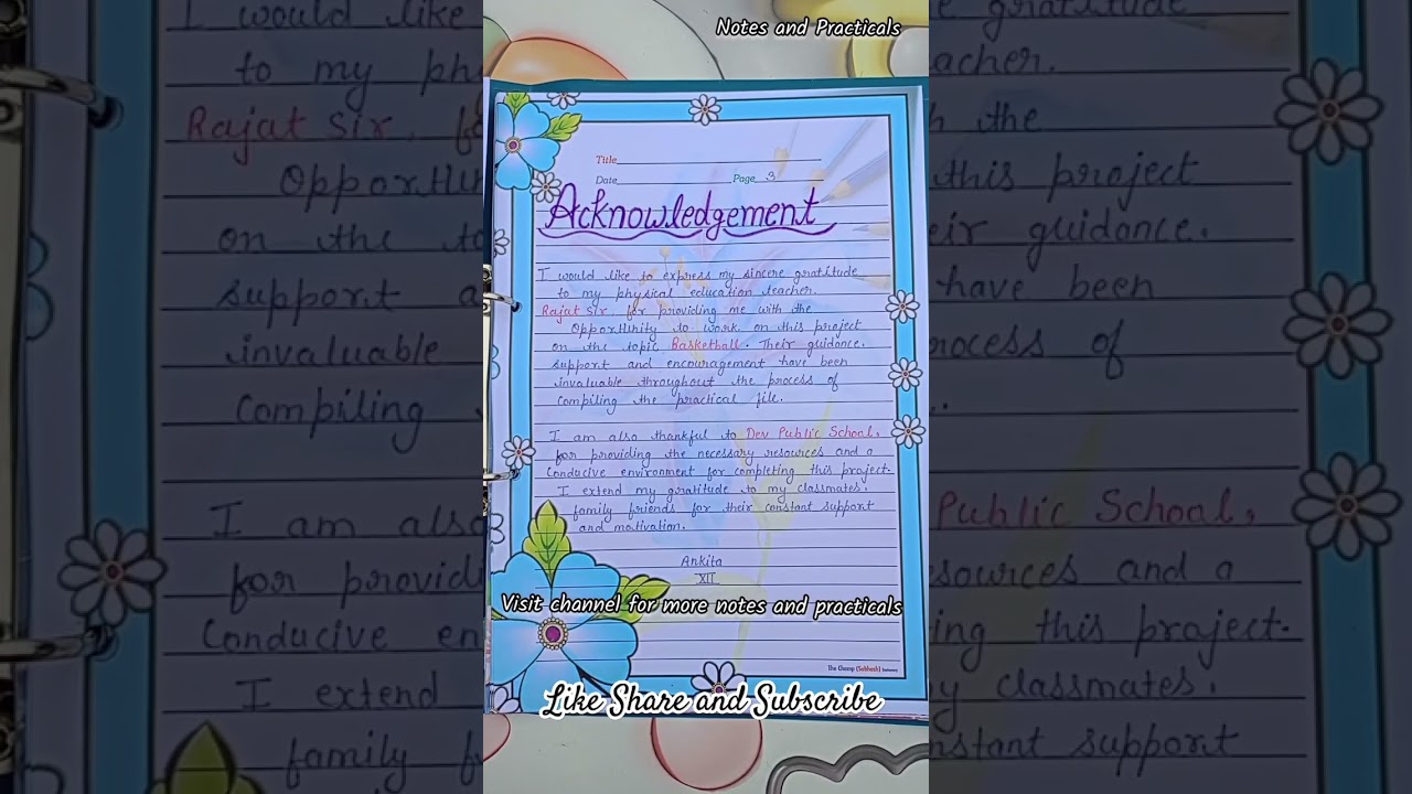 Acknowledgement for project #class12 #boardpracticals #cbse #class #project #acknowledgement #file