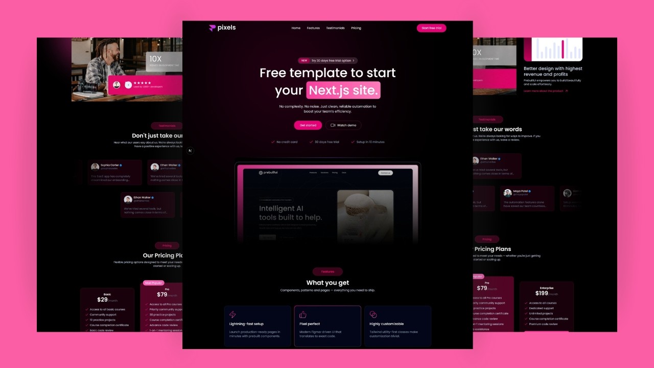 Next JS Landing Page Template Using Tailwind CSS & React