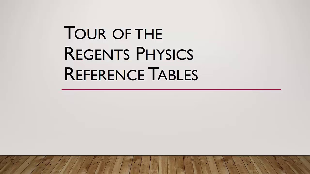 Tour of the Regents Physics Reference Tables