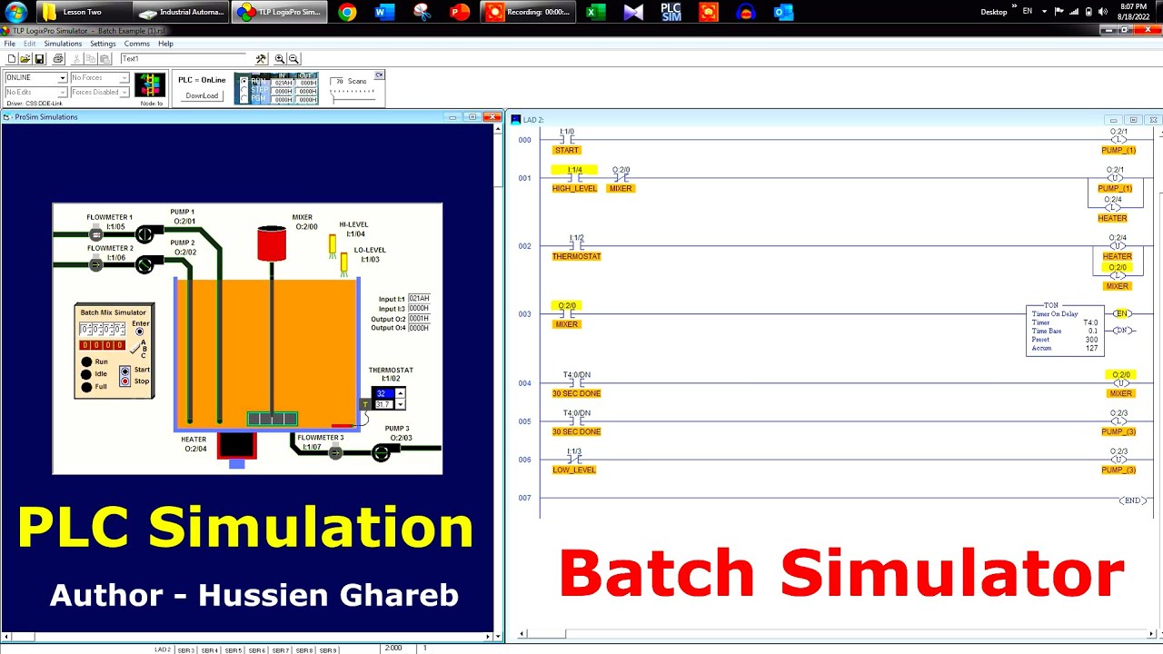 Batch Simulator using Logixpro Simulation PLC Programming