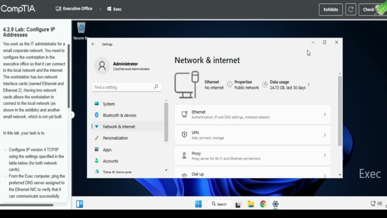 Testout｜Network +｜4.2.9 Lab： Configure IP Addresses