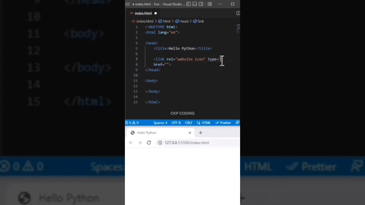 How to set website icon on browser tab html web page. #shorts