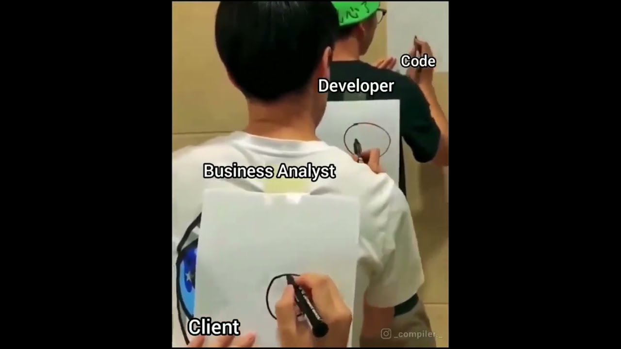 Client, business Analyst, Developer and code