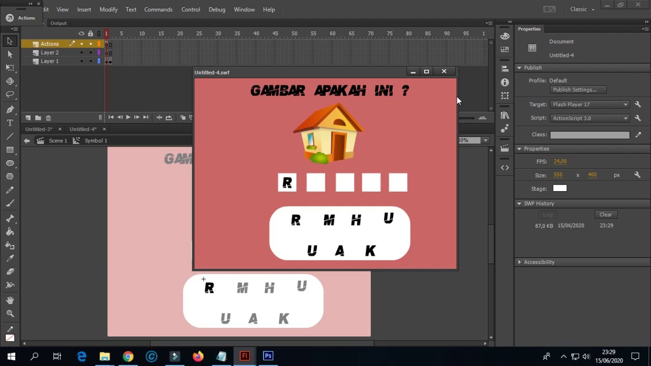 Turorial membuat game tebak gambar sederhana menggunakan adobe flash as 3 0