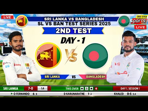 🔴Live : Bangladesh vs Sri lanka 2nd test Day 1 | Live score and hindi Commentary | Ban vs SL live