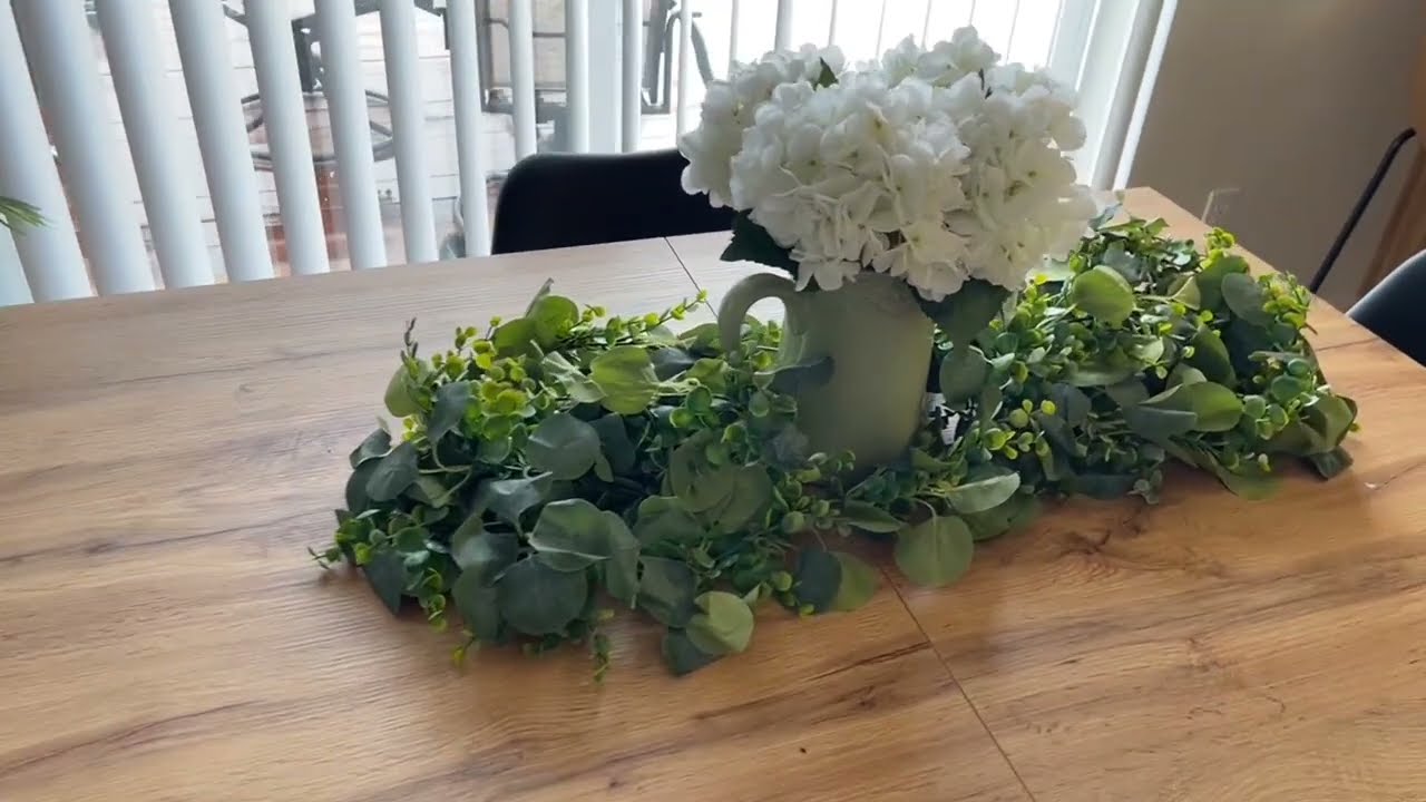 Artificial Eucalyptus Garland with Lights, Faux Greenery Garland Decor 5 9FT Spring Garland for Tabl