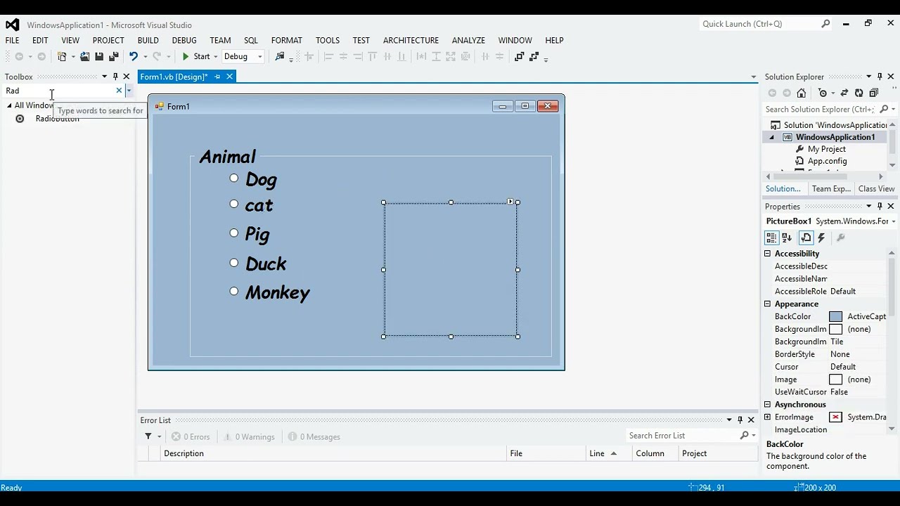 Visual Basic Use Radio Button & picture box