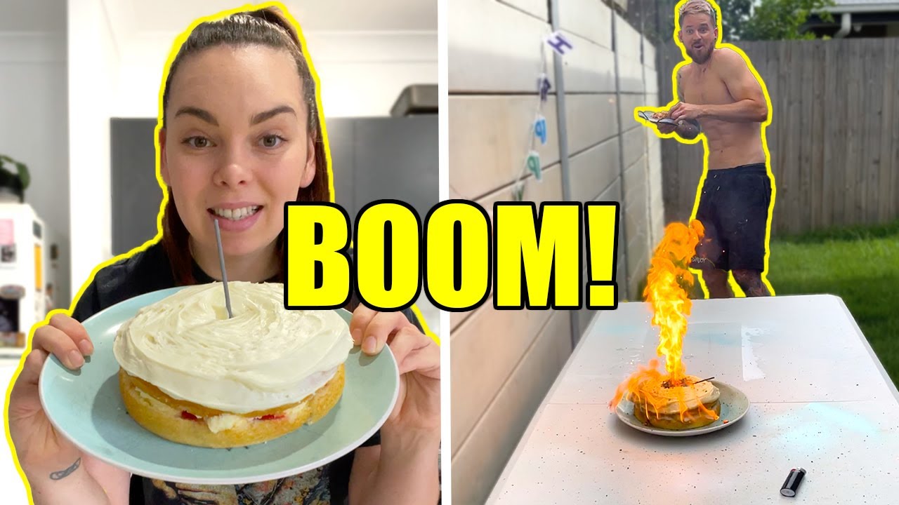 Fireworks Birthday Cake Prank