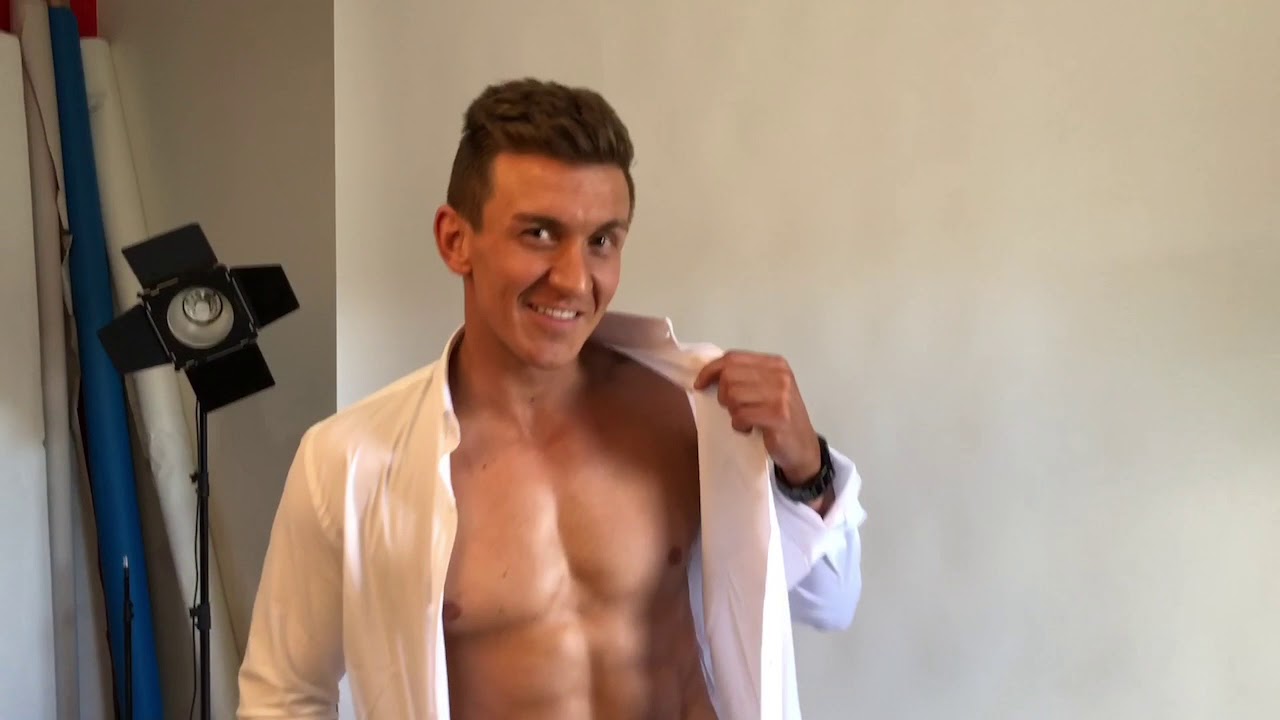 Topless waiter Mitch video shoot