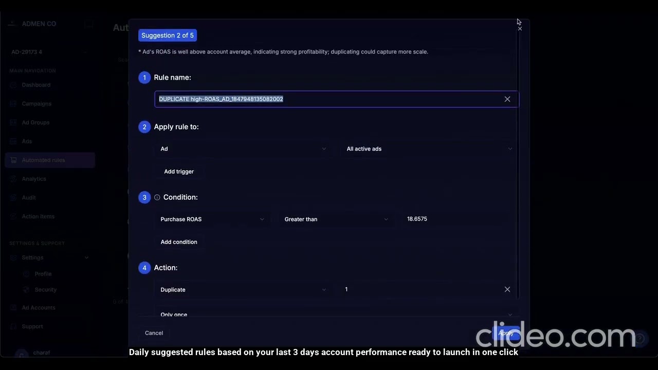 1-min demo video on how to use admen co