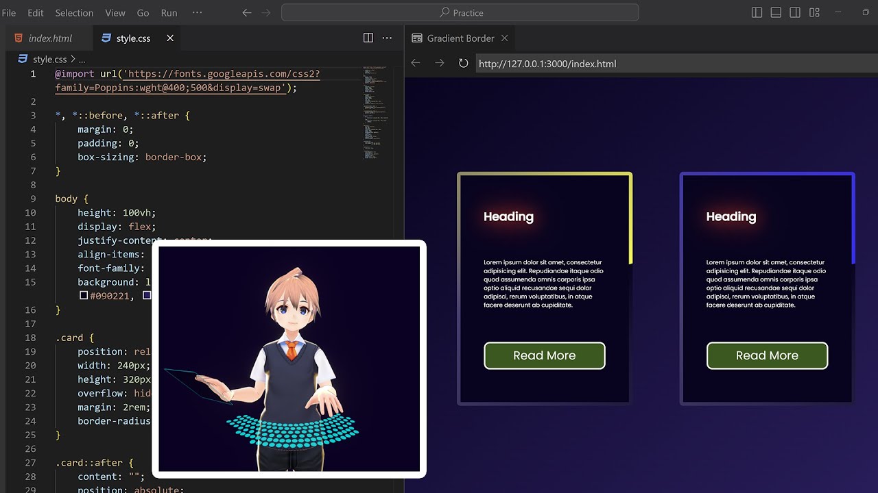 ASMR Programming - Animated Gradient Border Cards - No Talking