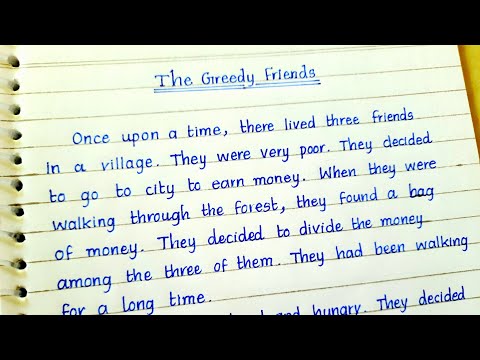 Story: The Greedy Friends | Beautiful English Handwriting with Moral | English Stories for Kids